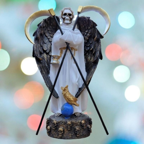 Accents | Santa Muerte White 12 Holy Death Statue With Wings Two ...